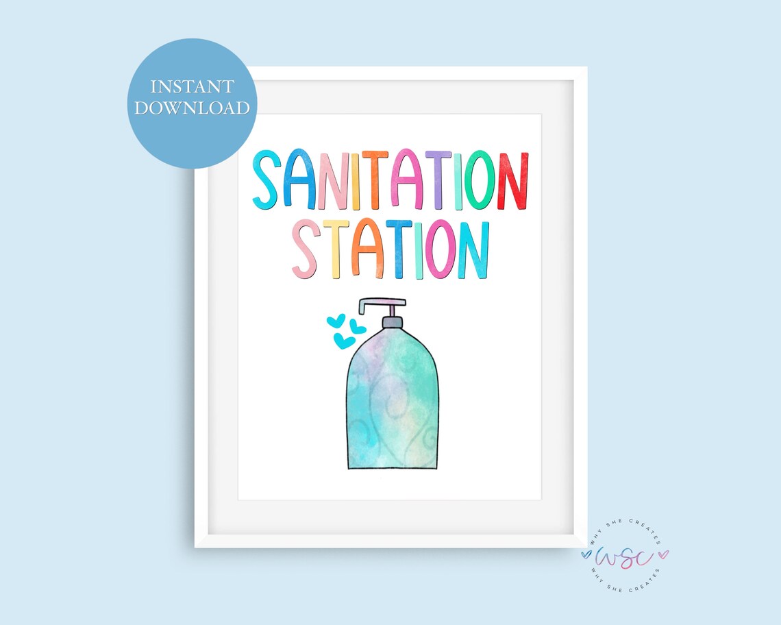 Sanitation Station Sign Printable Sign Hand Sanitizer Sign | Etsy