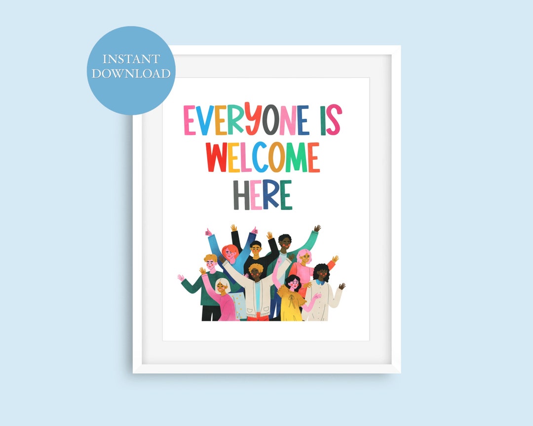 Everyone is Welcome Here Print | Classroom Art Posters | Minimal Print ...