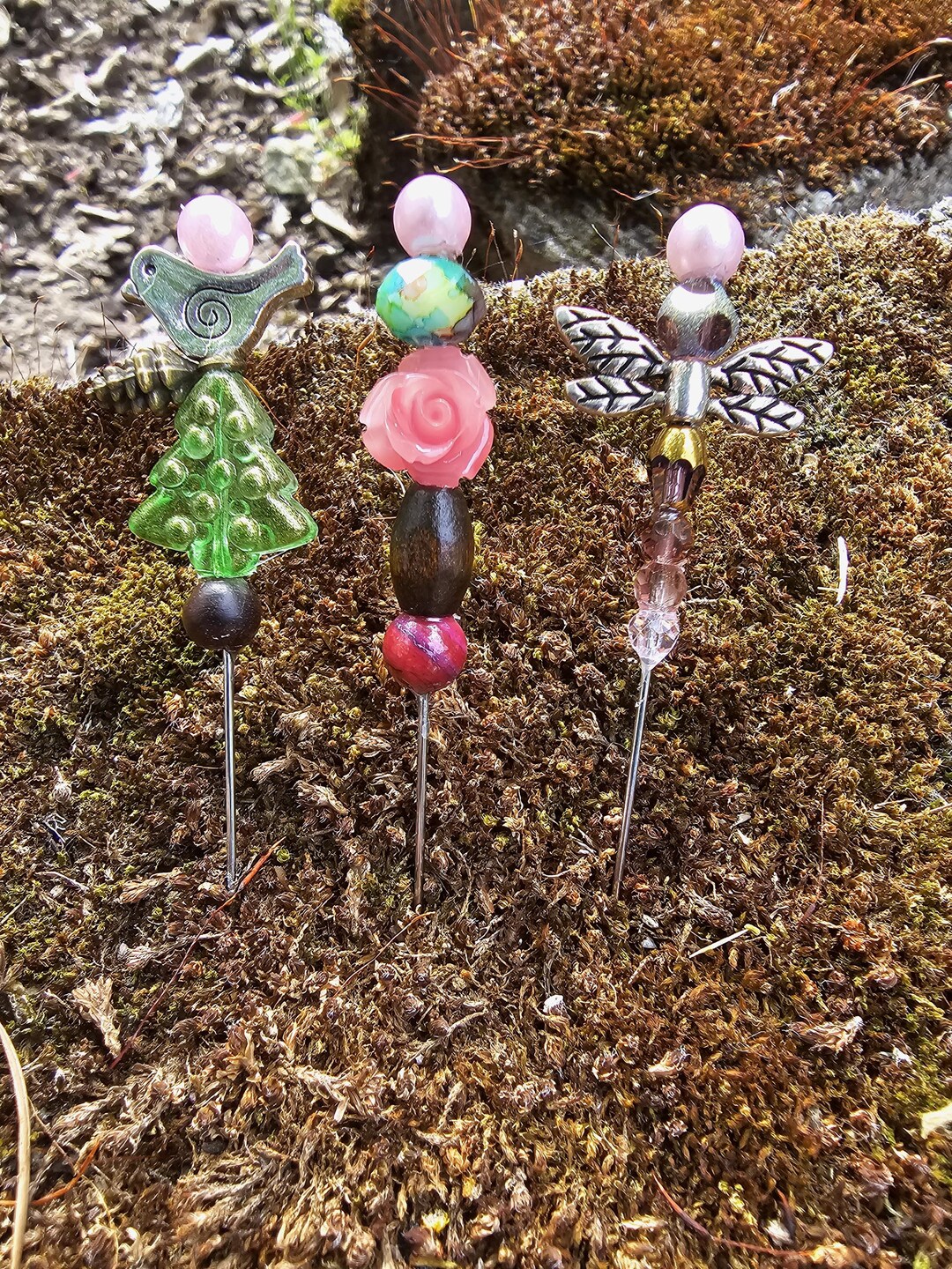 Forest Themed Decorative Pins, Bird, Dragonfly, Rose Set - Etsy