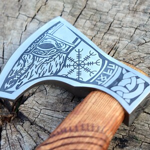 Custom Hand Made Steel Engraving Axe With Wood Work on Handle and Pouch ...