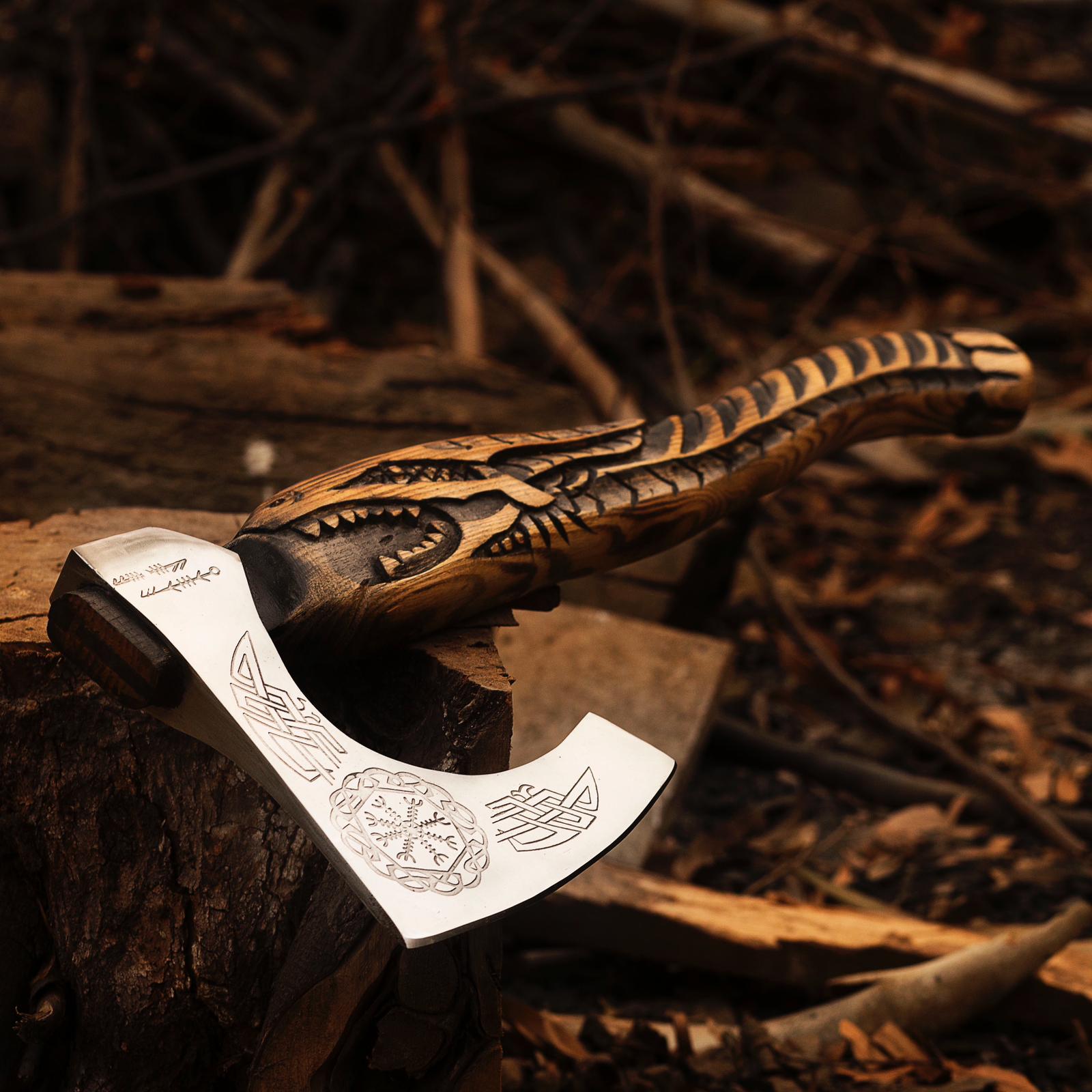 Custom Hand Made Steel Engraved Axe With Wood Work on Handle and Pouch ...