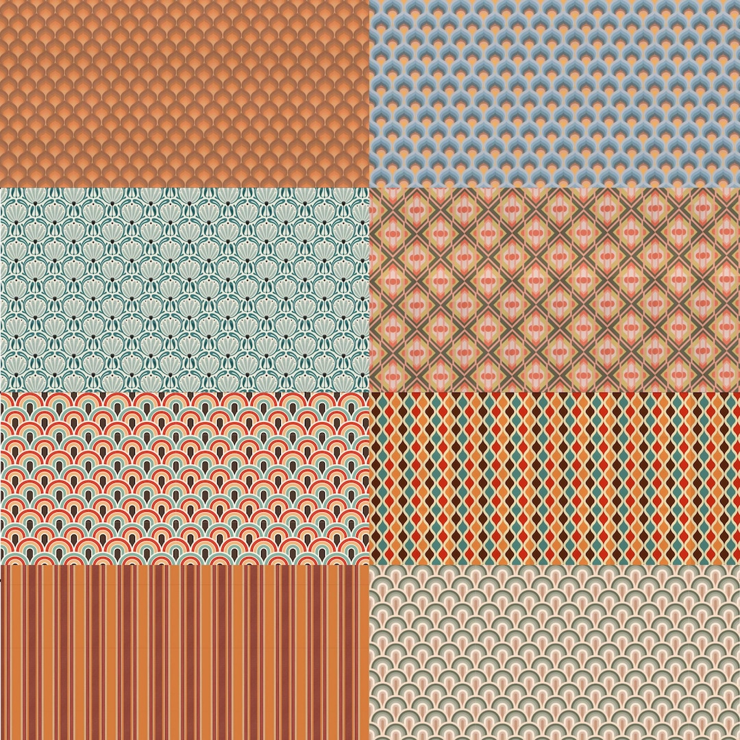 Retro 70s Digital Paper Pack – Vintage Geometric Printable Scrapbook ...