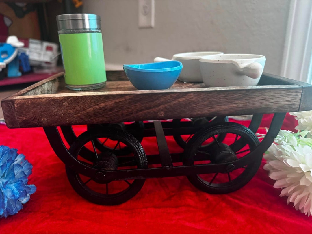 Handmade Wood & Wrought Iron Thela Trolly Snacks Serving Trays - Etsy