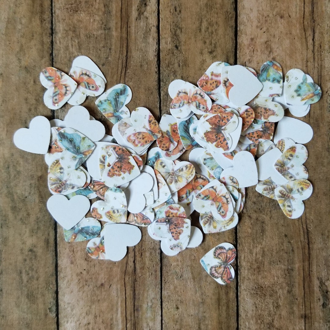 Butterfly Mini Heart Cardstock Punches Confetti Embellishment 50 Pieces ...