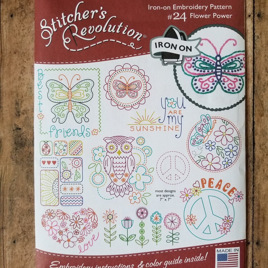 Stitcher's Revolution Embroidery Iron on Transfer Patterns Flower Power ...