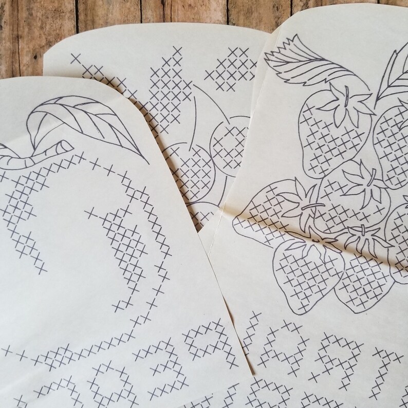 Embroidery Iron on Transfer Patterns Large Strawberries, Cherries ...