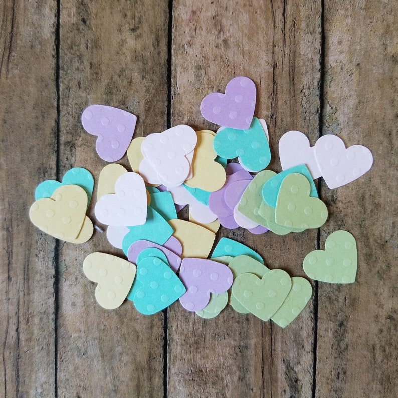 Pastel Dot Mini Heart Cardstock Punches Confetti Embellishment 50 ...
