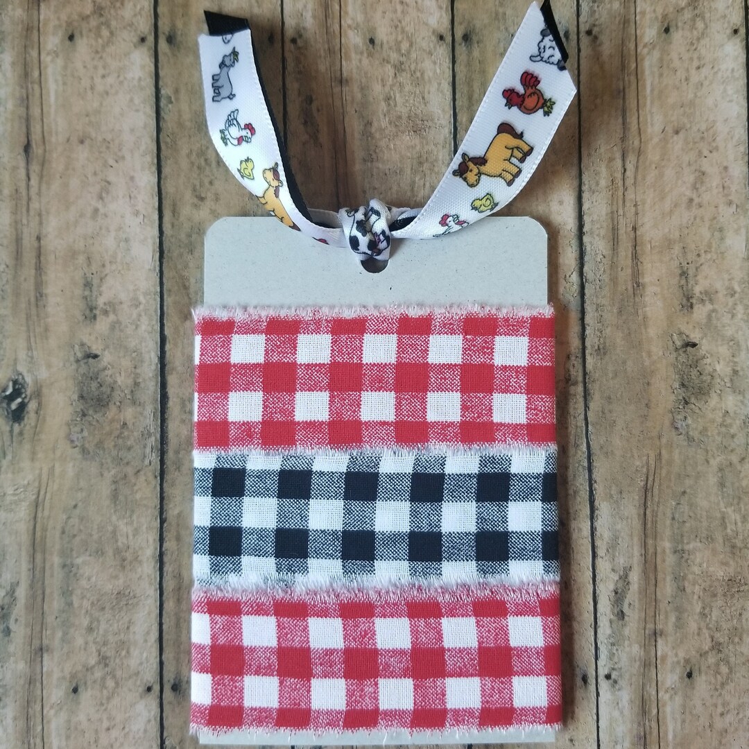 Red and Black Checked Torn Fabric Ribbon Set - Etsy