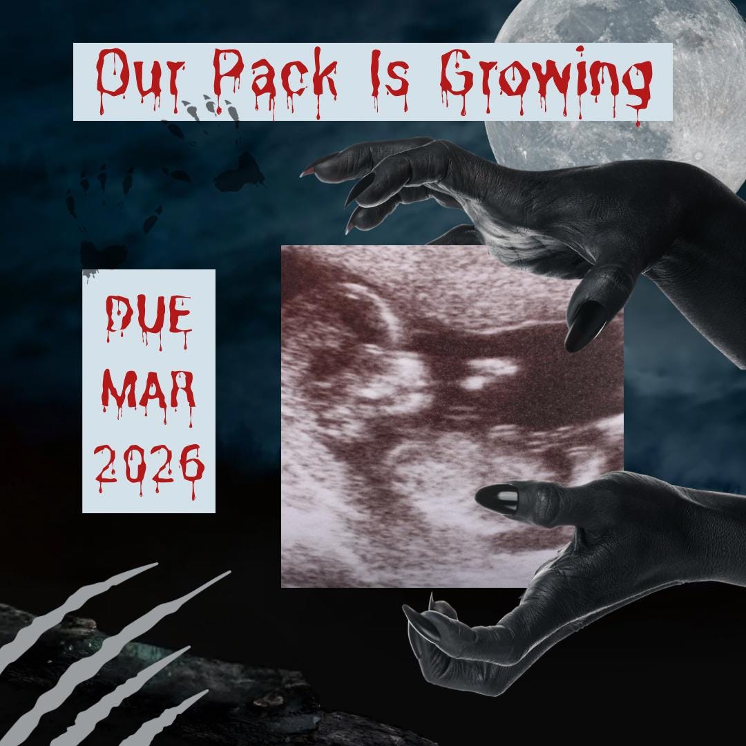 Werewolf Pregnancy Announcement: Halloween Baby Reveal Canva Template ...