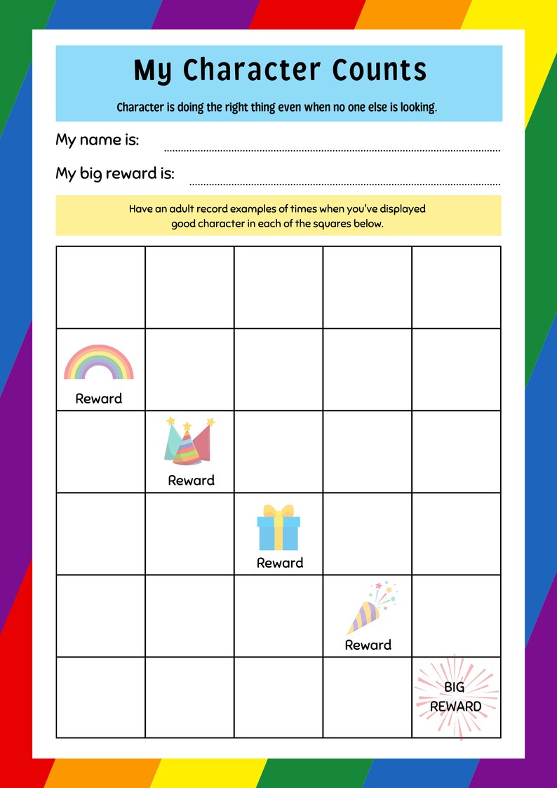 Character Reward Chart - Etsy