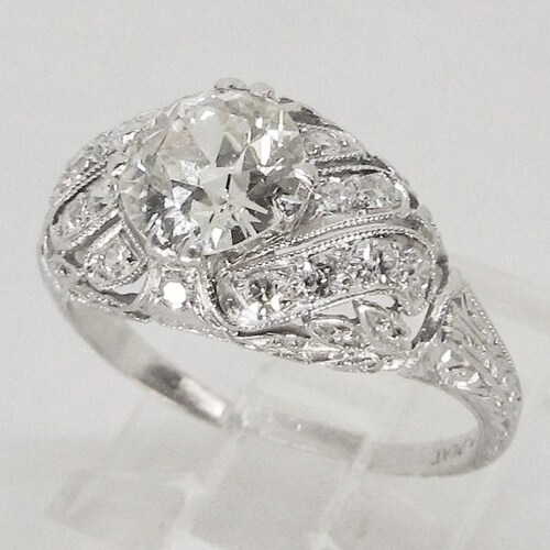 Antique Art Deco Vintage Diamond Platinum Ring Setting | Etsy