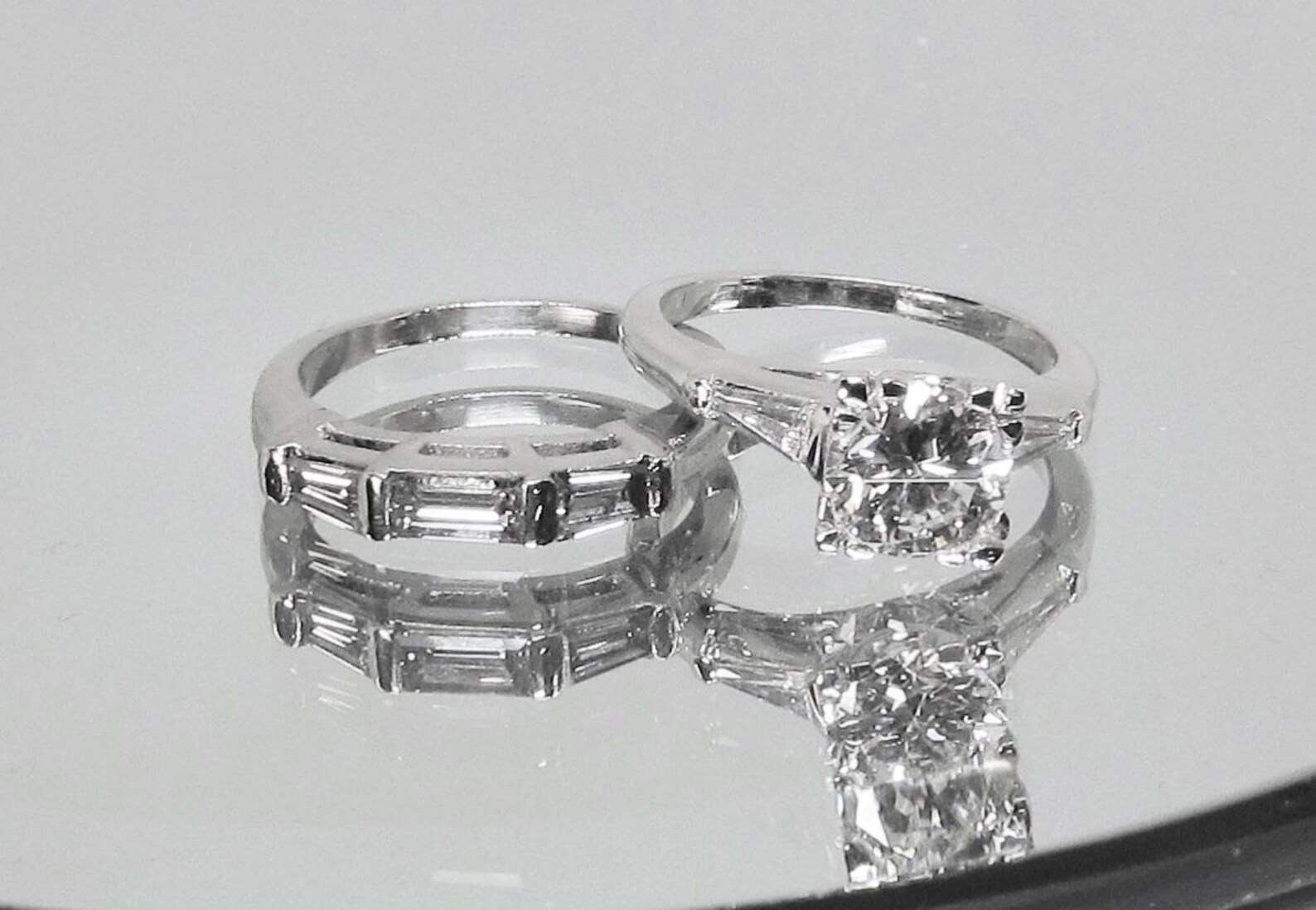 Engagement Ring Set, Diamond and Platinum 1043 - Etsy
