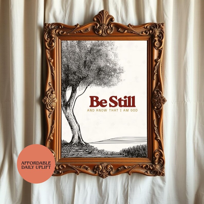 Faithfulness Line Art Tree Print, Psalm 46 Wall Art Scripture Poster ...