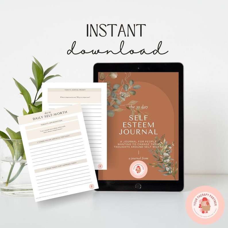 The 30-day Self Esteem Journal | Self Worth | Digital Journal | Therapy ...