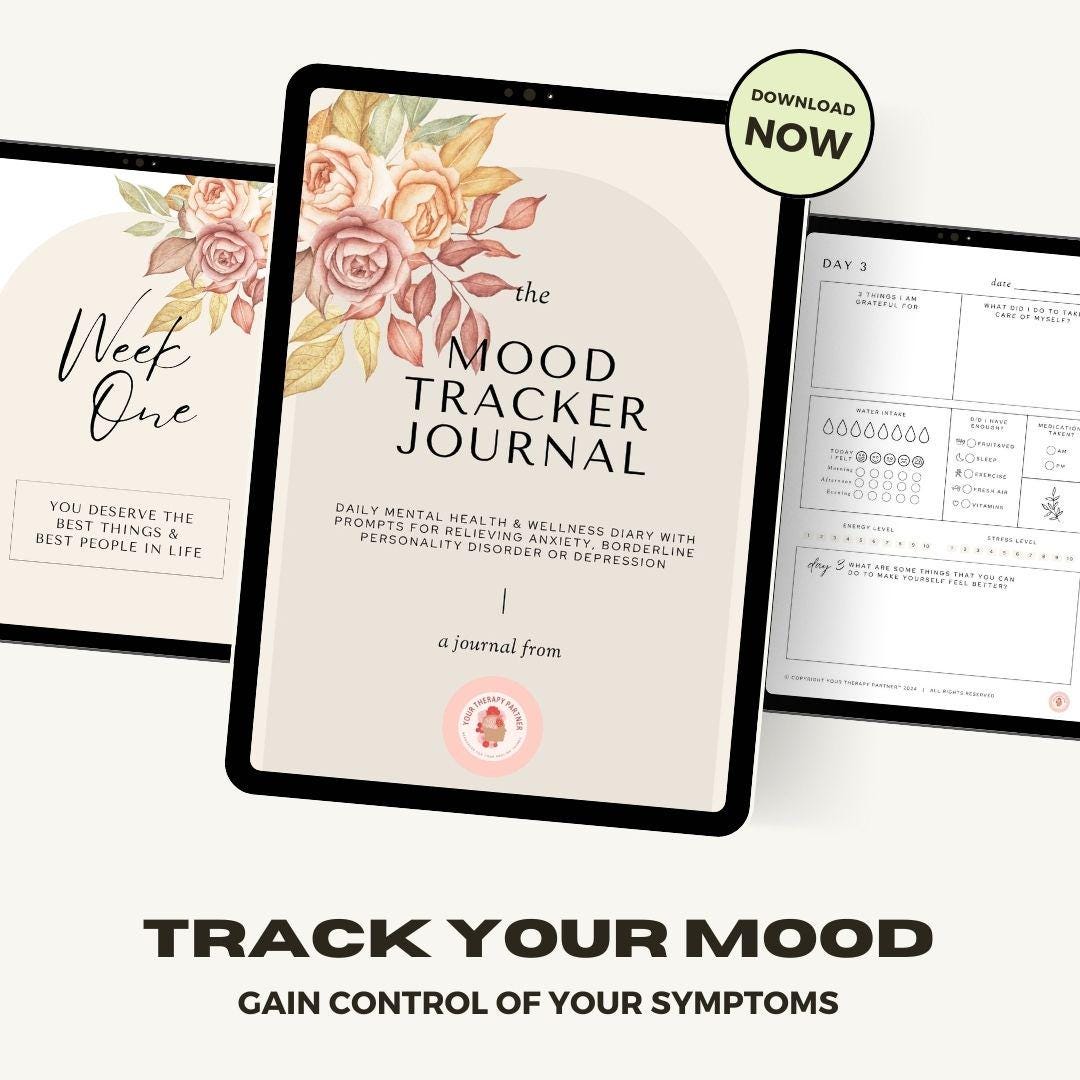 The Mood Tracker | Mood Journal | for Anxiety, Depression, Borderline ...