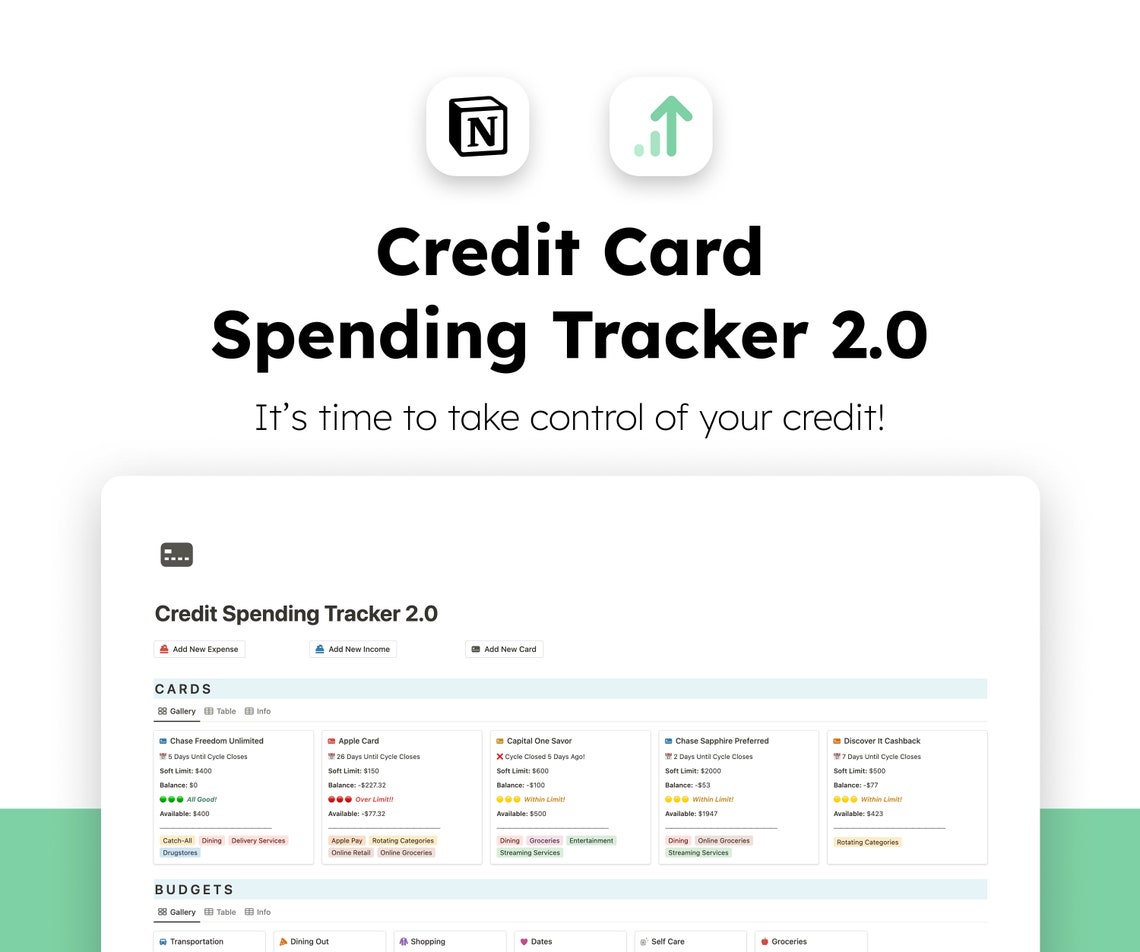 Credit Card Spending Tracker 2.0 - Etsy
