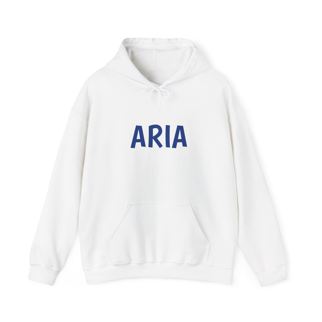 Personalized Aria Blue Letters Hoodie, Custom Name Sweatshirt, Gift for ...