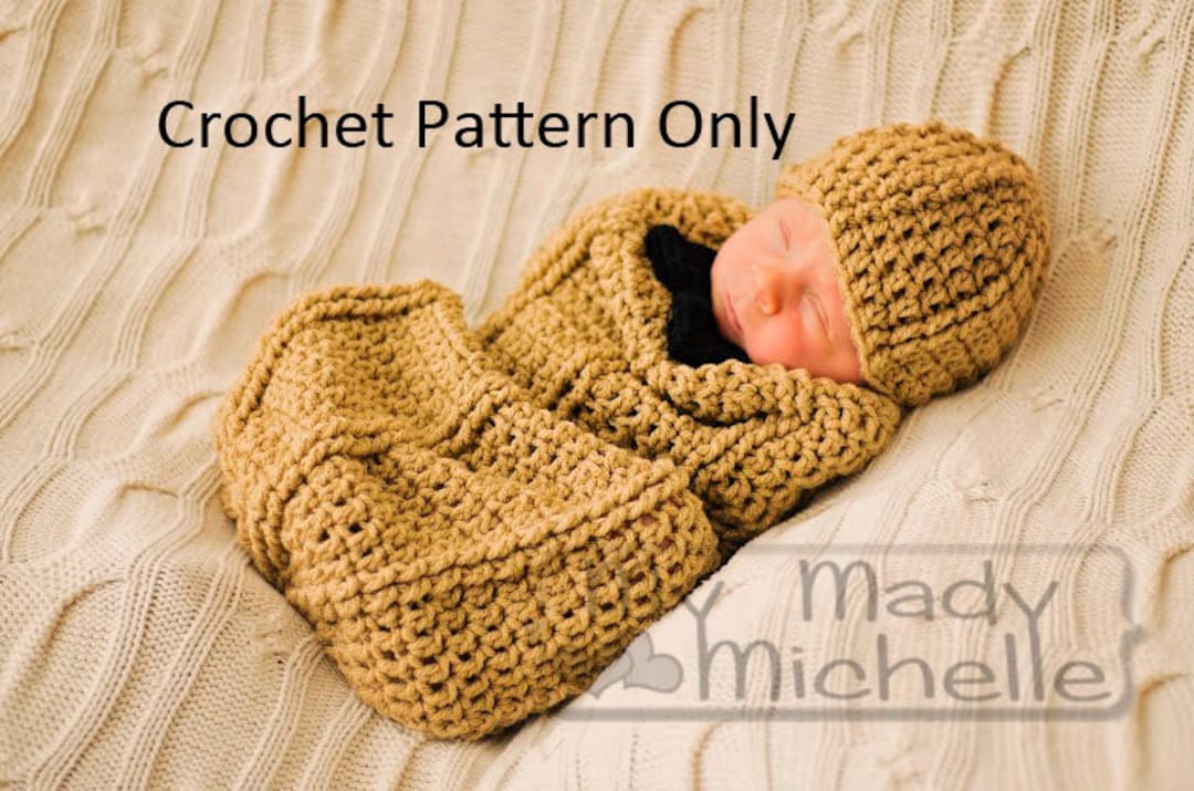 Crochet Pattern for Infant Peanut Cocoon 0-3 Months With Hat and Bow ...
