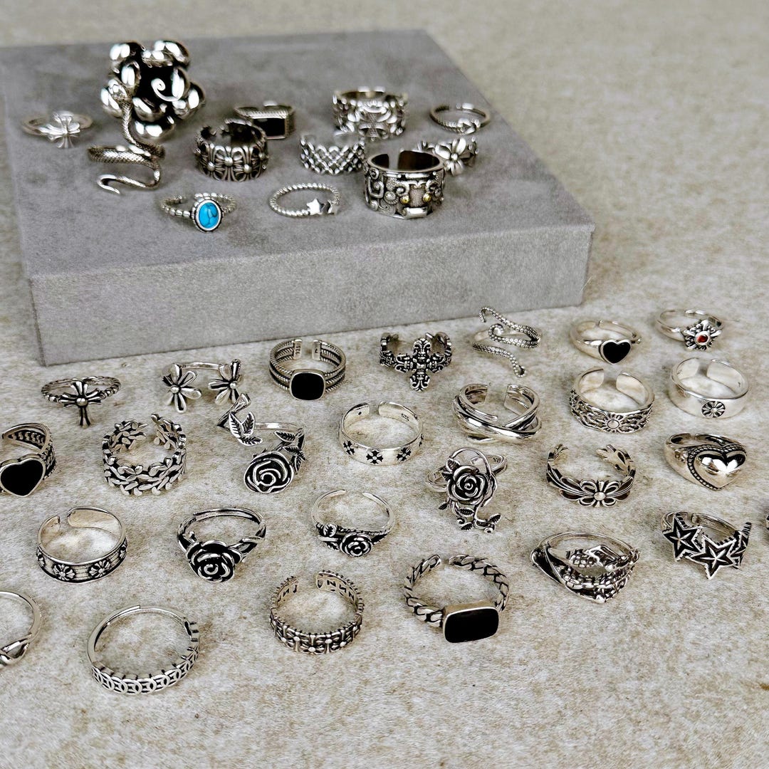 Vintage Y2k Rings, Silver Y2k Rings, Men Woman Chunky Ring, Punk Y2k ...