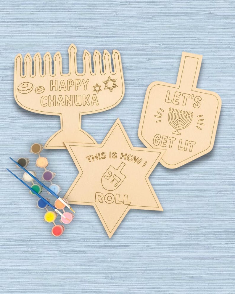Hanukkah Decor, DIY Paint Your Own Wooden Channuka Decorations! Hanukah ...