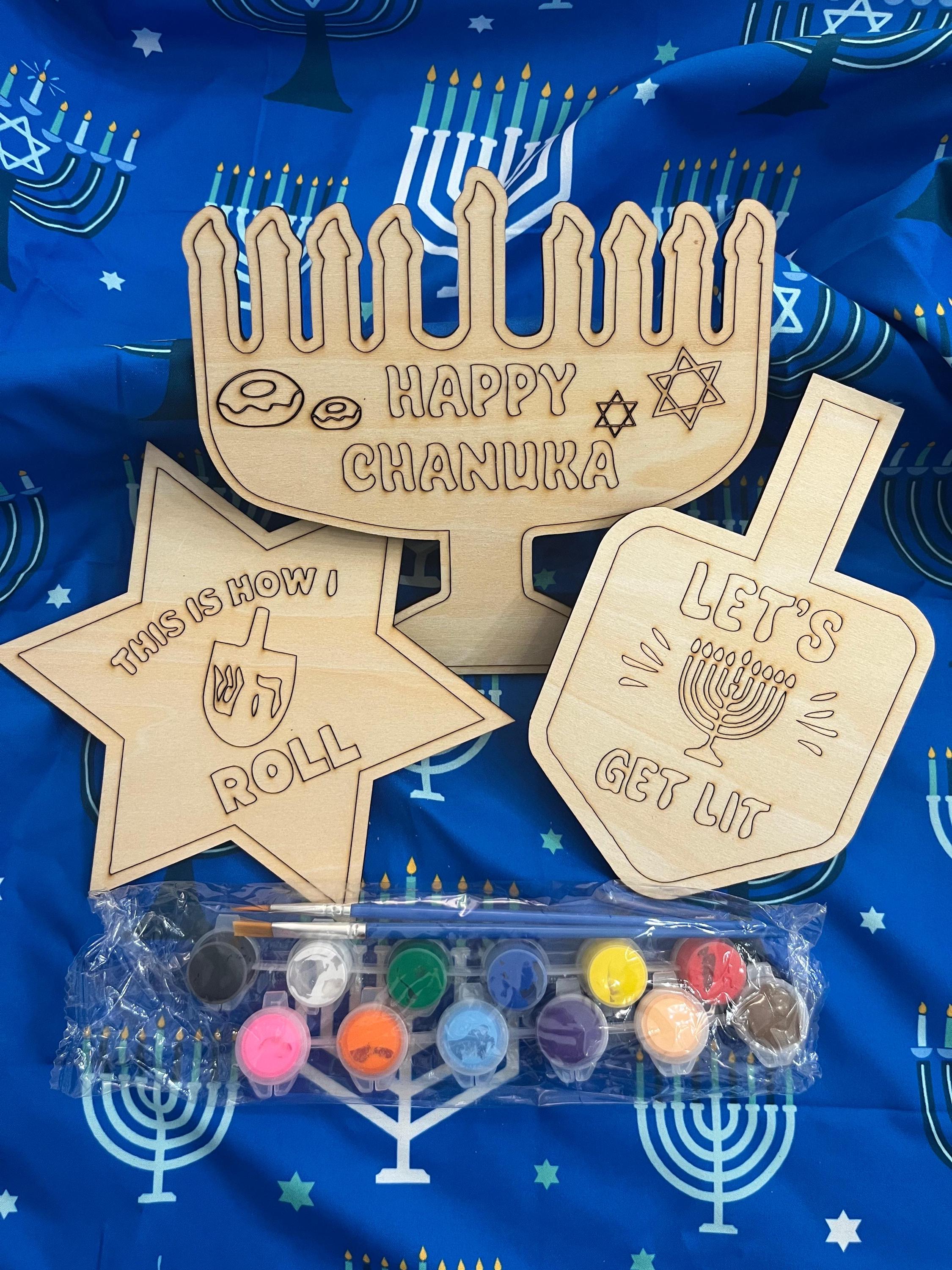 Hanukkah Decor, DIY Paint Your Own Wooden Channuka Decorations! Hanukah ...