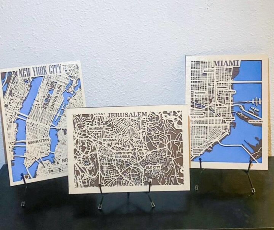 Wooden Layered Map Choose Your City - Etsy