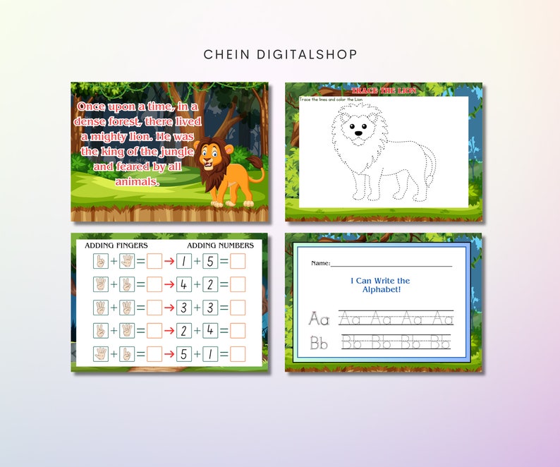 The Lion and the Mouse, Printable Busy Book, Toddler Busy Book ...