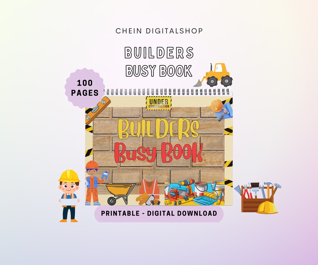 Builders Busy Book, Printable Busy Book, Toddler Busy Book, Activity ...