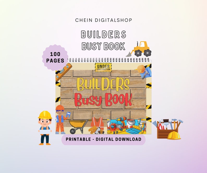 Builders Busy Book, Printable Busy Book, Toddler Busy Book, Activity ...