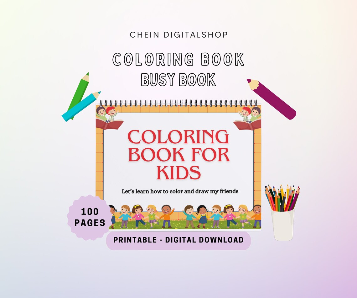 Coloring Book Busy Book, Printable Busy Book, Toddler Busy Book ...