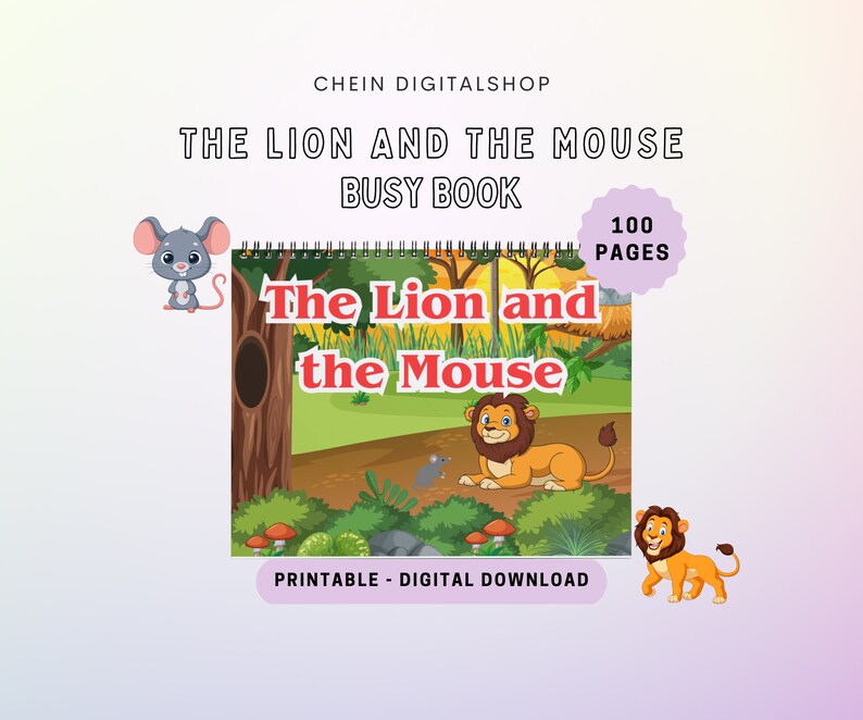 The Lion and the Mouse, Printable Busy Book, Toddler Busy Book ...