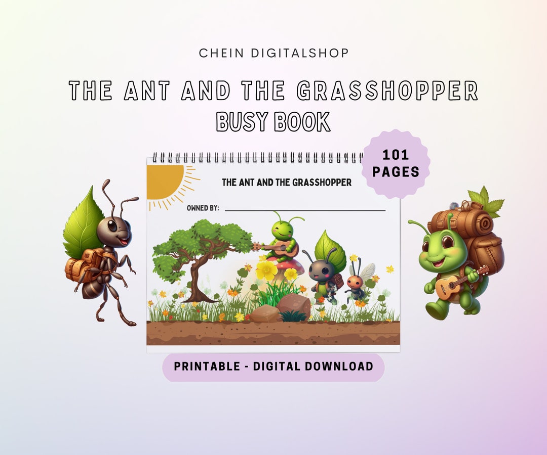 Ant and the Grasshopper Busy Book, Printable Busy Book, Toddler Busy ...