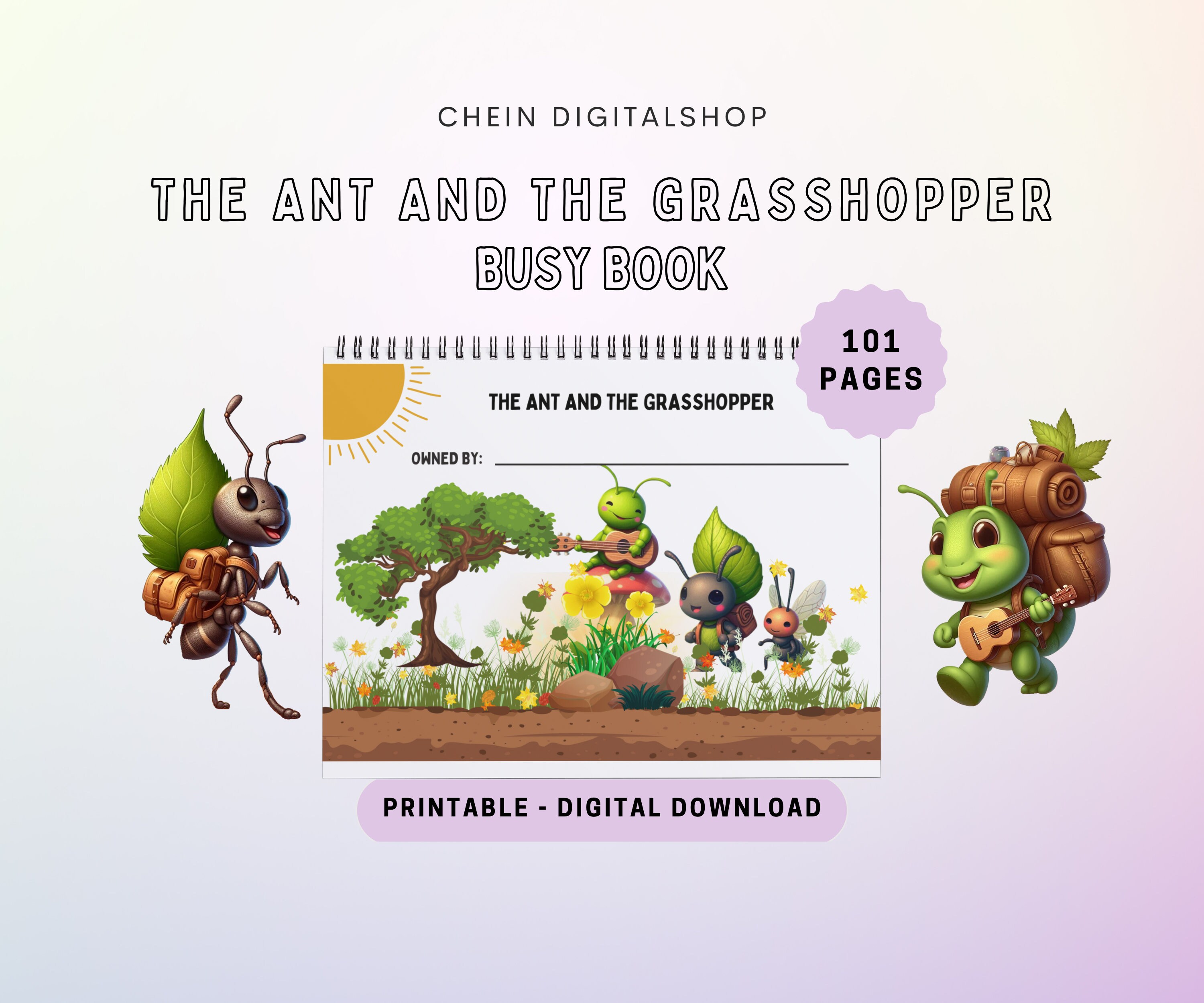 Ant and the Grasshopper Busy Book, Printable Busy Book, Toddler Busy ...