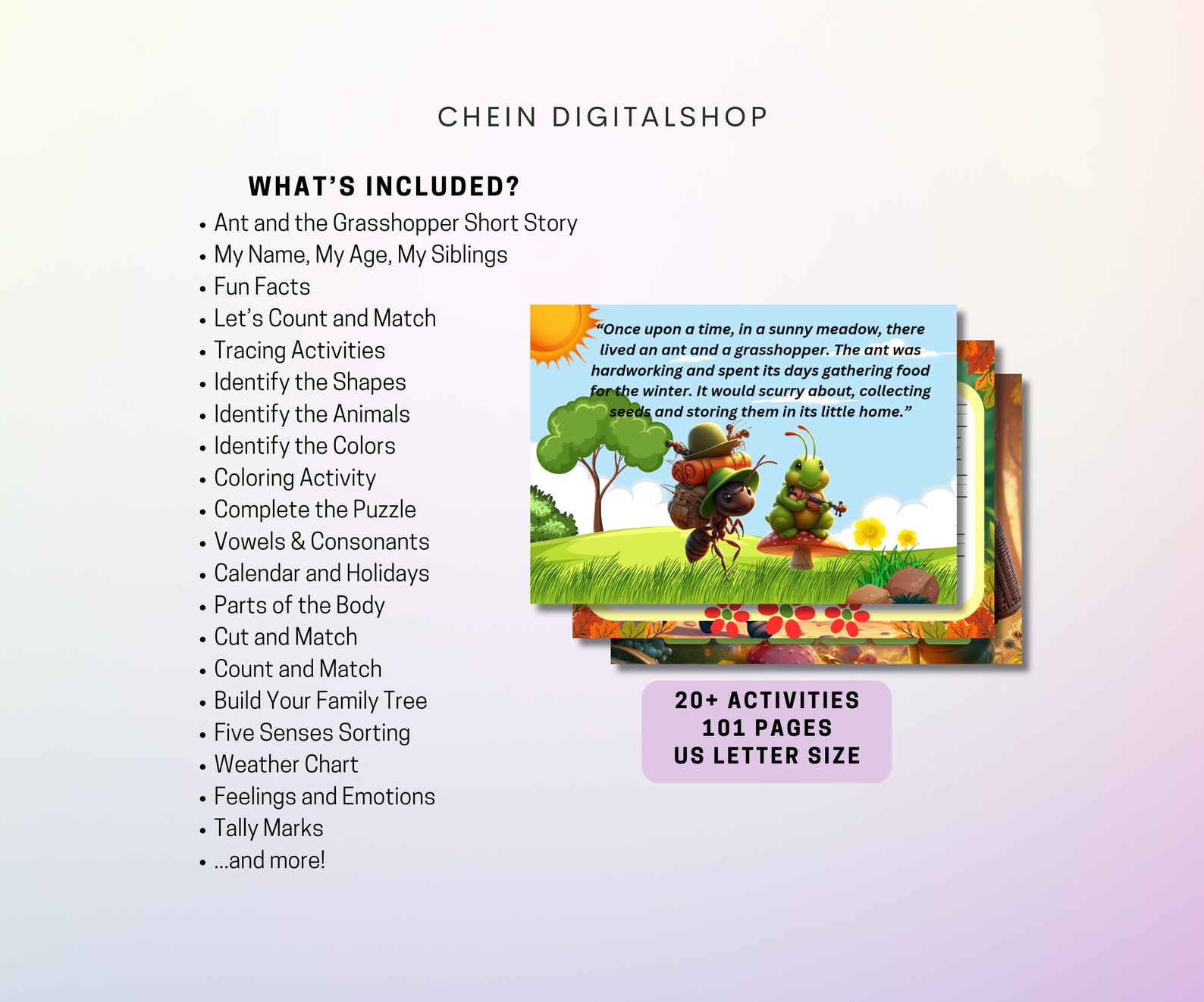 Ant and the Grasshopper Busy Book, Printable Busy Book, Toddler Busy ...