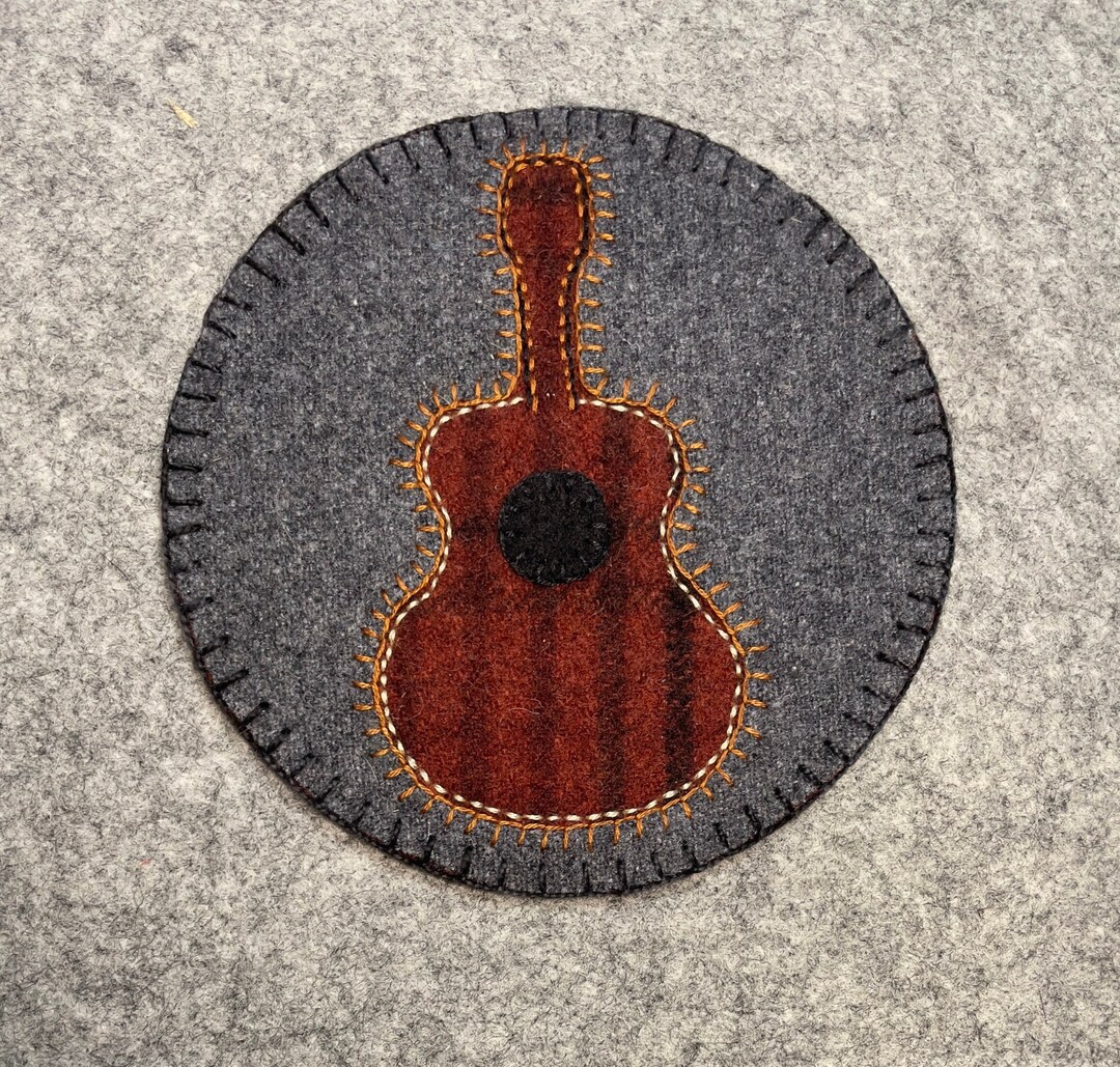 Mug Rug KIT, Felted Wool Coaster Acoustic Guitar - Etsy