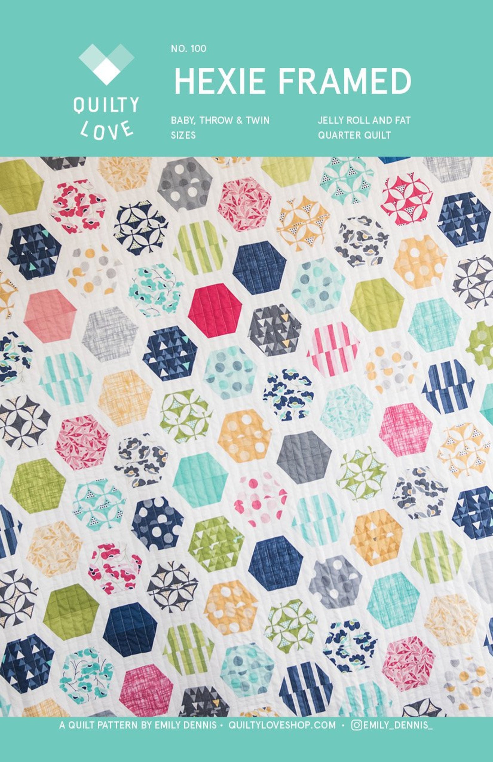 Quilty Love Hexie Framed Quilt Pattern // Fat Quarter // No. - Etsy