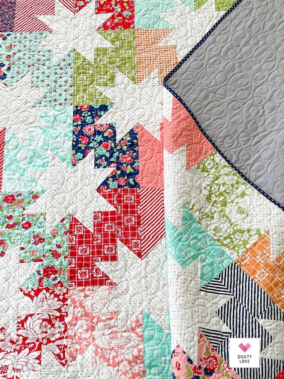 Quilty Love Star Pop Quilt Pattern // Fat Quarter Friendly // - Etsy