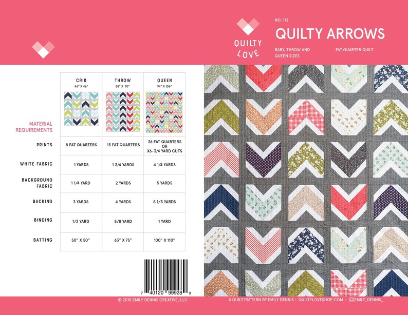 Quilty Love Quilty Arrows Quilt Pattern // Fat Quarter Quilt - Etsy