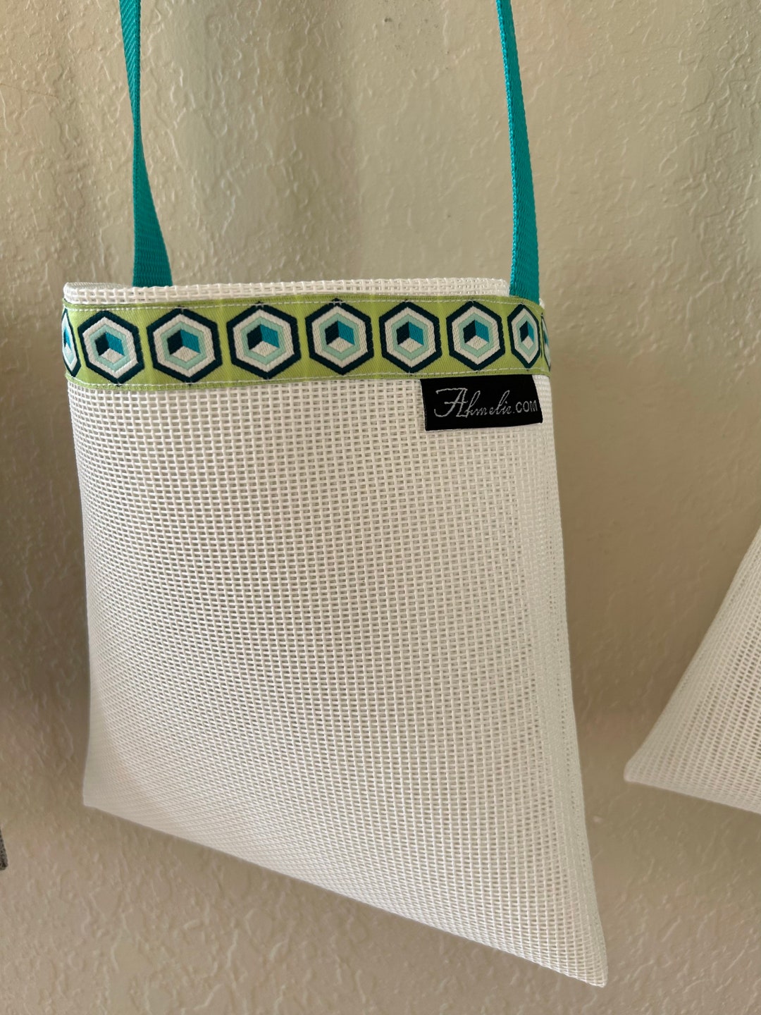 Sea Shell Collecting Bag Green + Blue Hexagon, FREE SHIPPING - Etsy