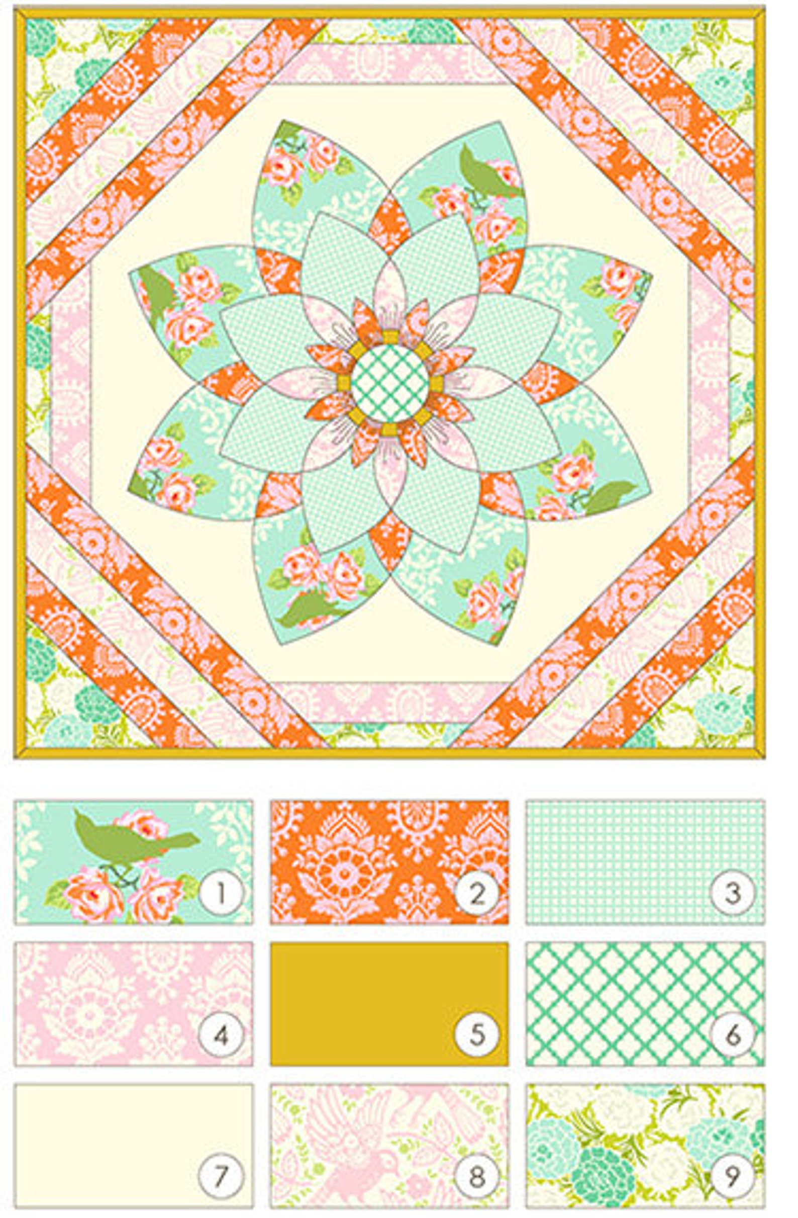 Heather Bailey Prize Bloom Quilt Sewing Pattern, FREE SHIPPING - Etsy