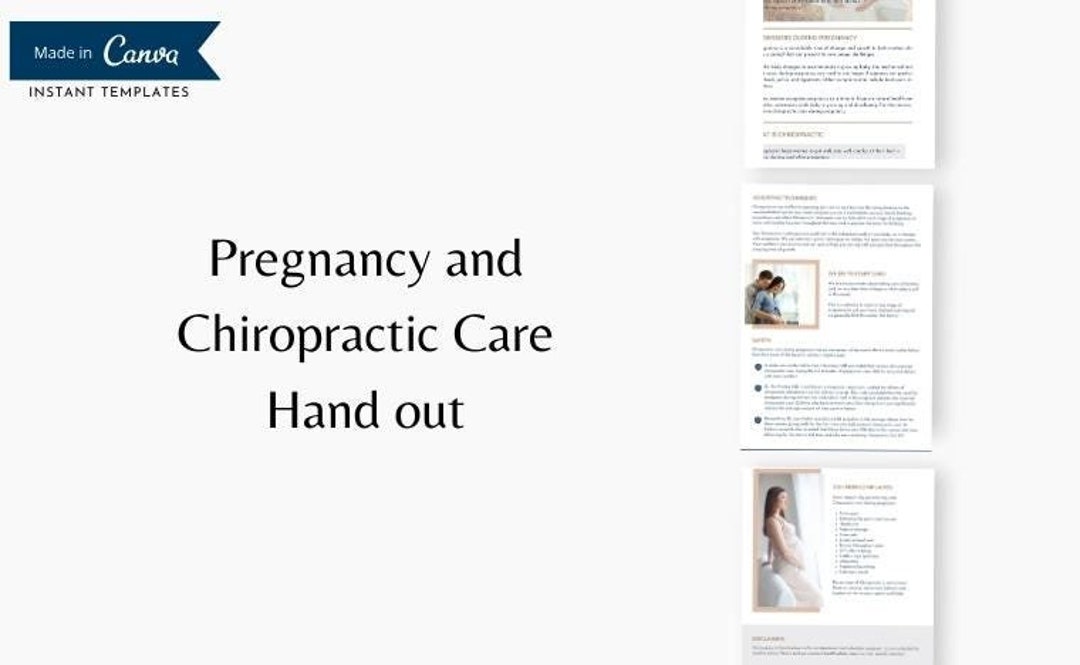Pregnancy and Chiropractic Care Handout – Editable Canva Template - Etsy