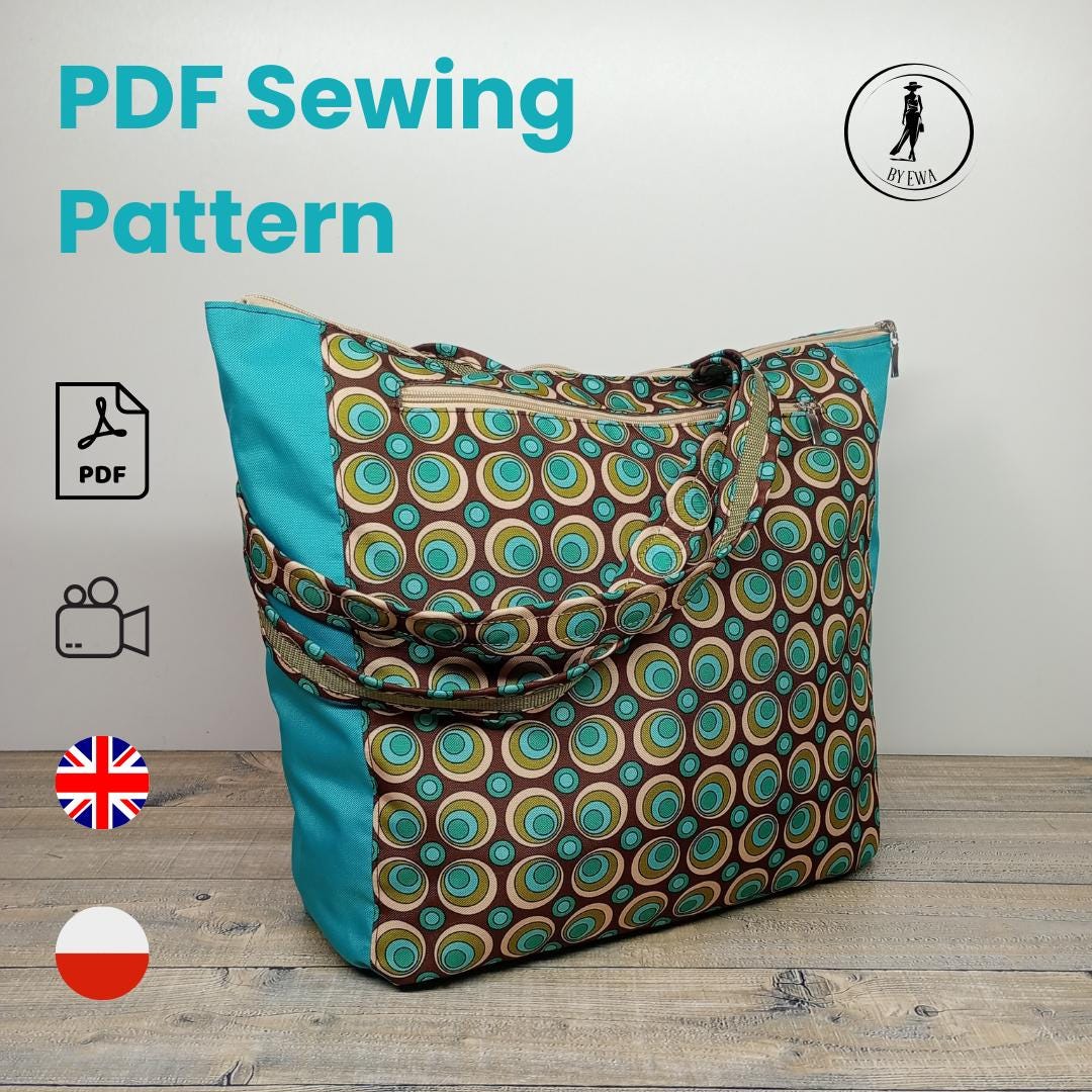 Shopping Bag Sewing Pattern PDF, DIY Shopper Tote Tutorial, Waterproof ...