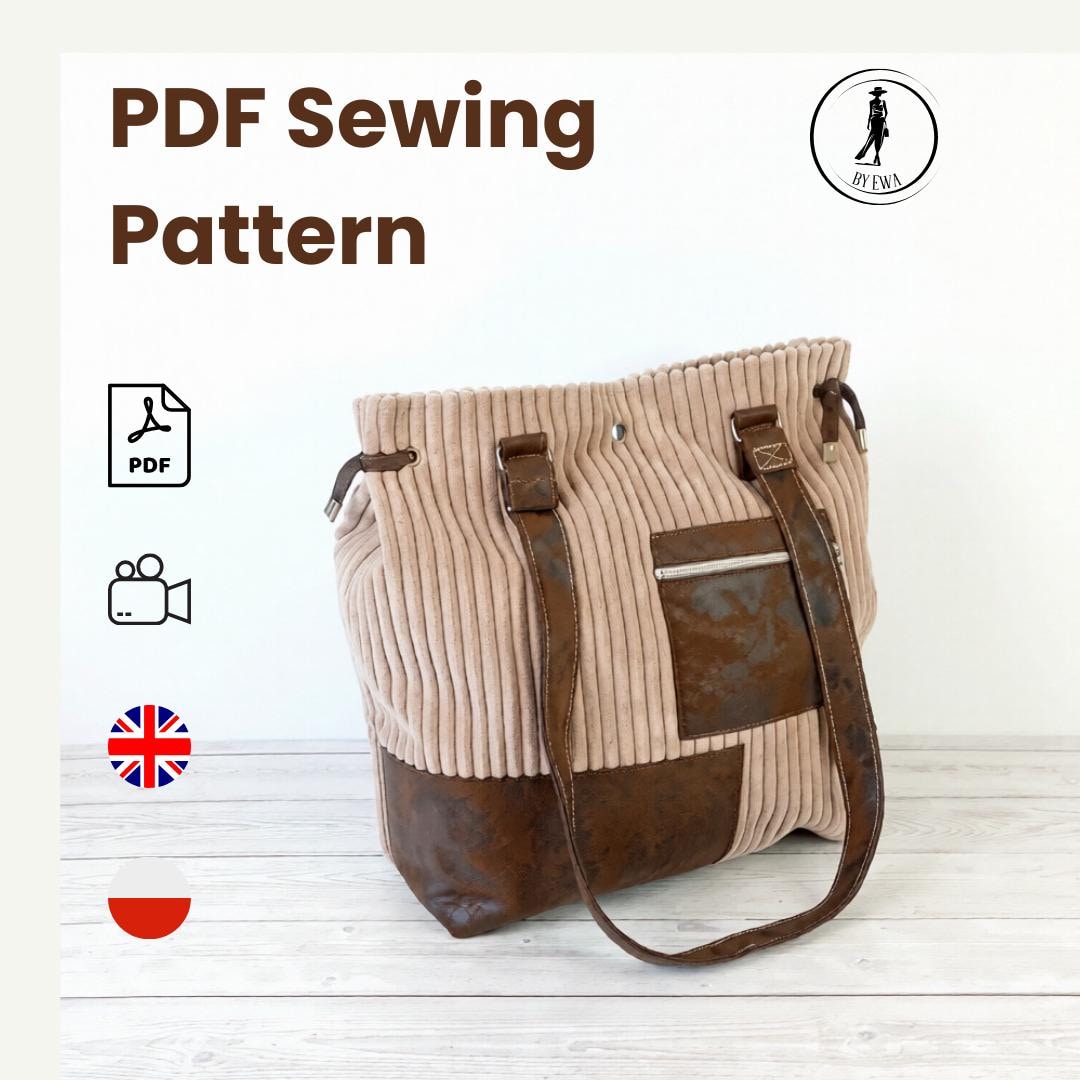 PDF Bag Sewing Pattern, Large Shoulder Bag Tutorial, Easy DIY Tote Bag ...