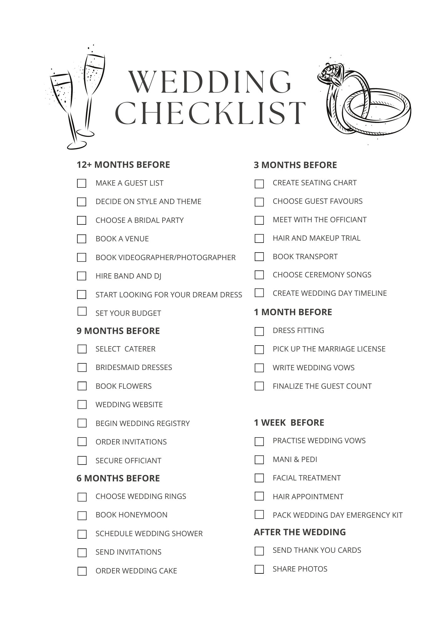 Wedding Check List PDF Download - Etsy