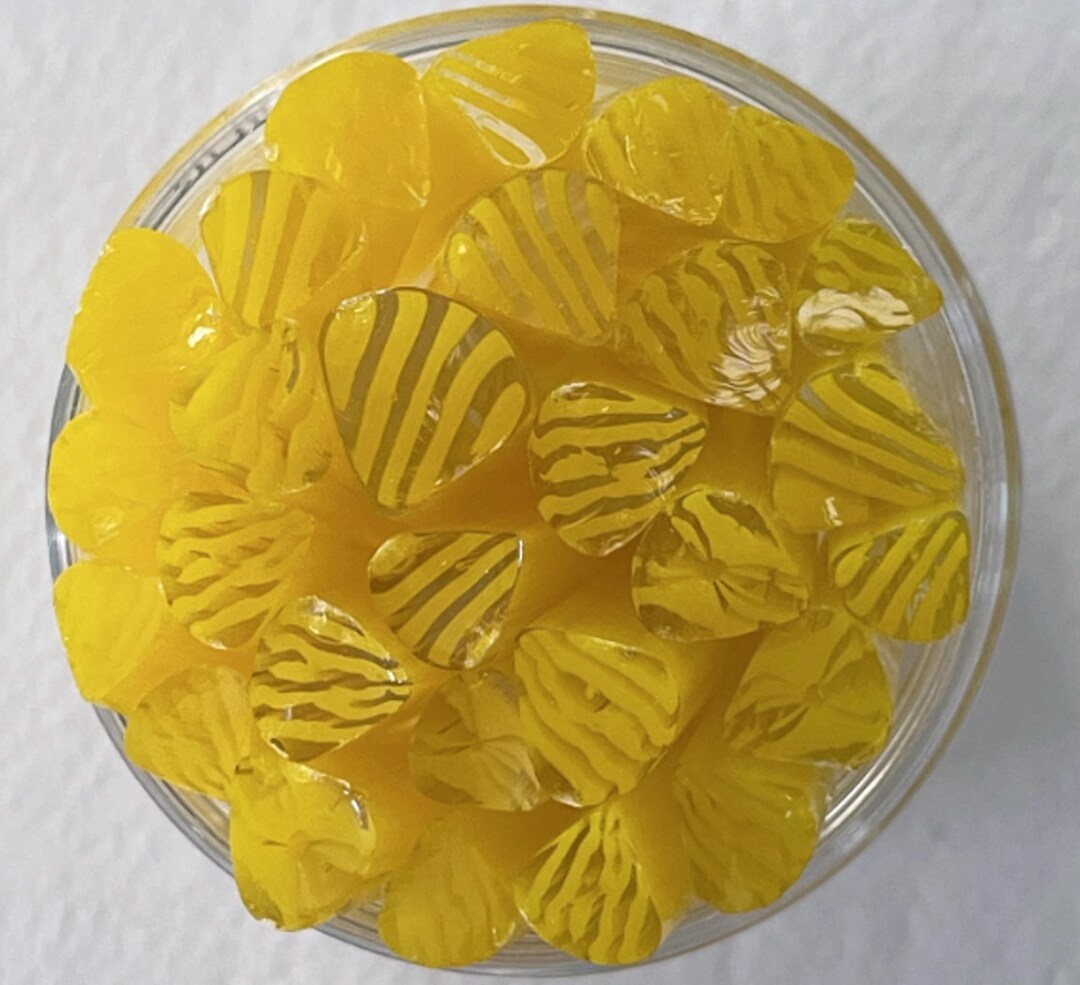 Murrini- 96 Coe- 1 Oz. Yellow and Clear Striped Petal/fish Tail- 2 ...
