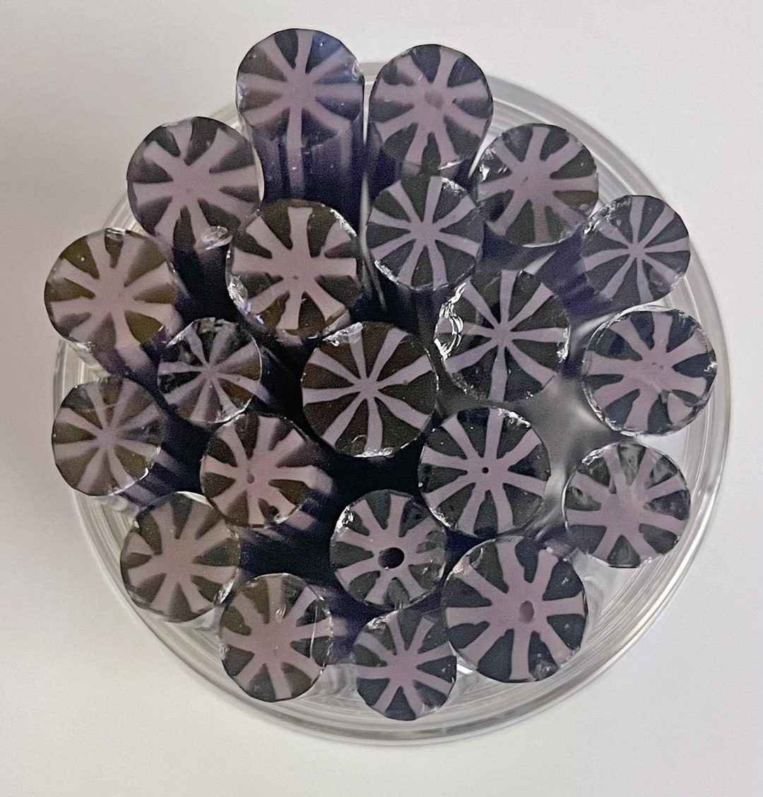 Murrini-96 Coe- 1 Oz. Violet Grape Flower- 2" Pieces-vitrigraph Cane ...