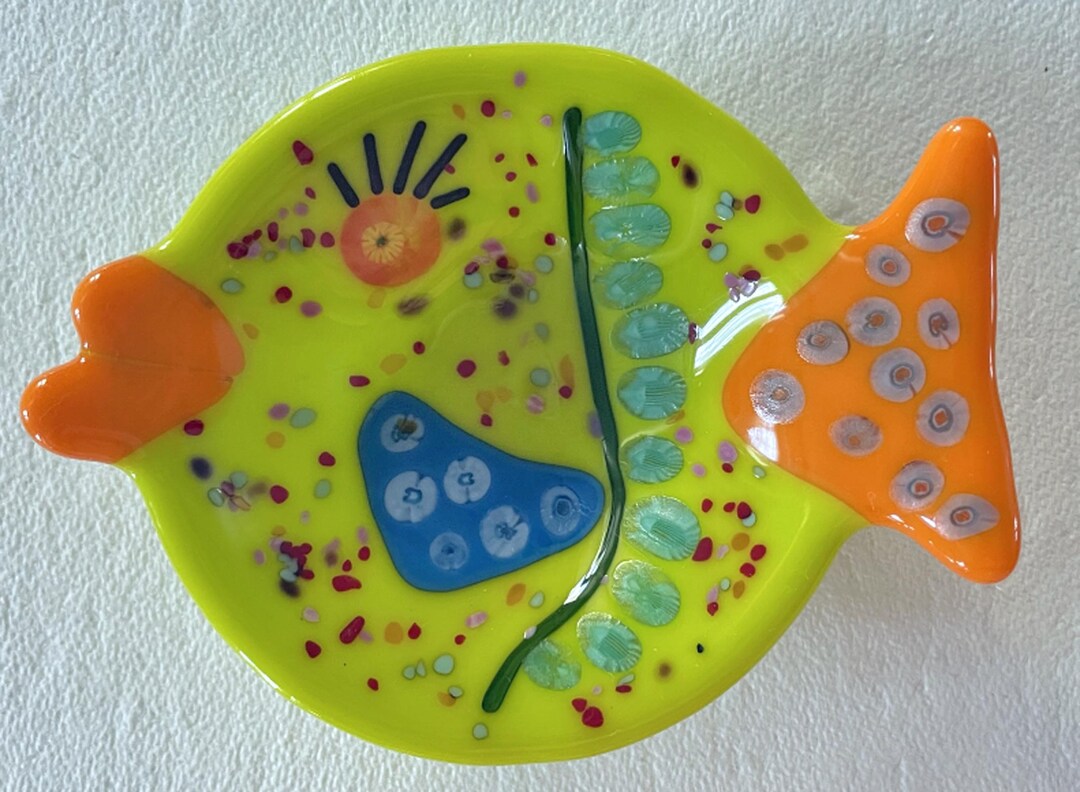 Fused Glass Fish Dish/trinket Dish/tea Light Holder/jewelry Holder ...