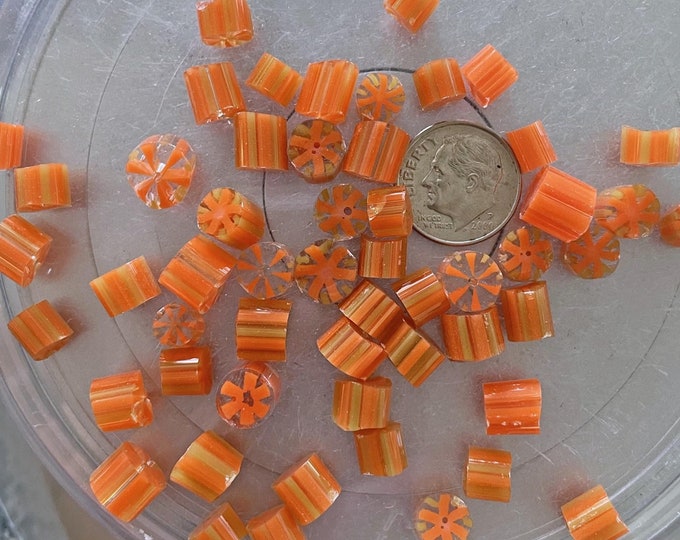 CHOPPED MURRINI- 96 Coe Murrini- Persimmon and White Petaled Flowers- 1 ...