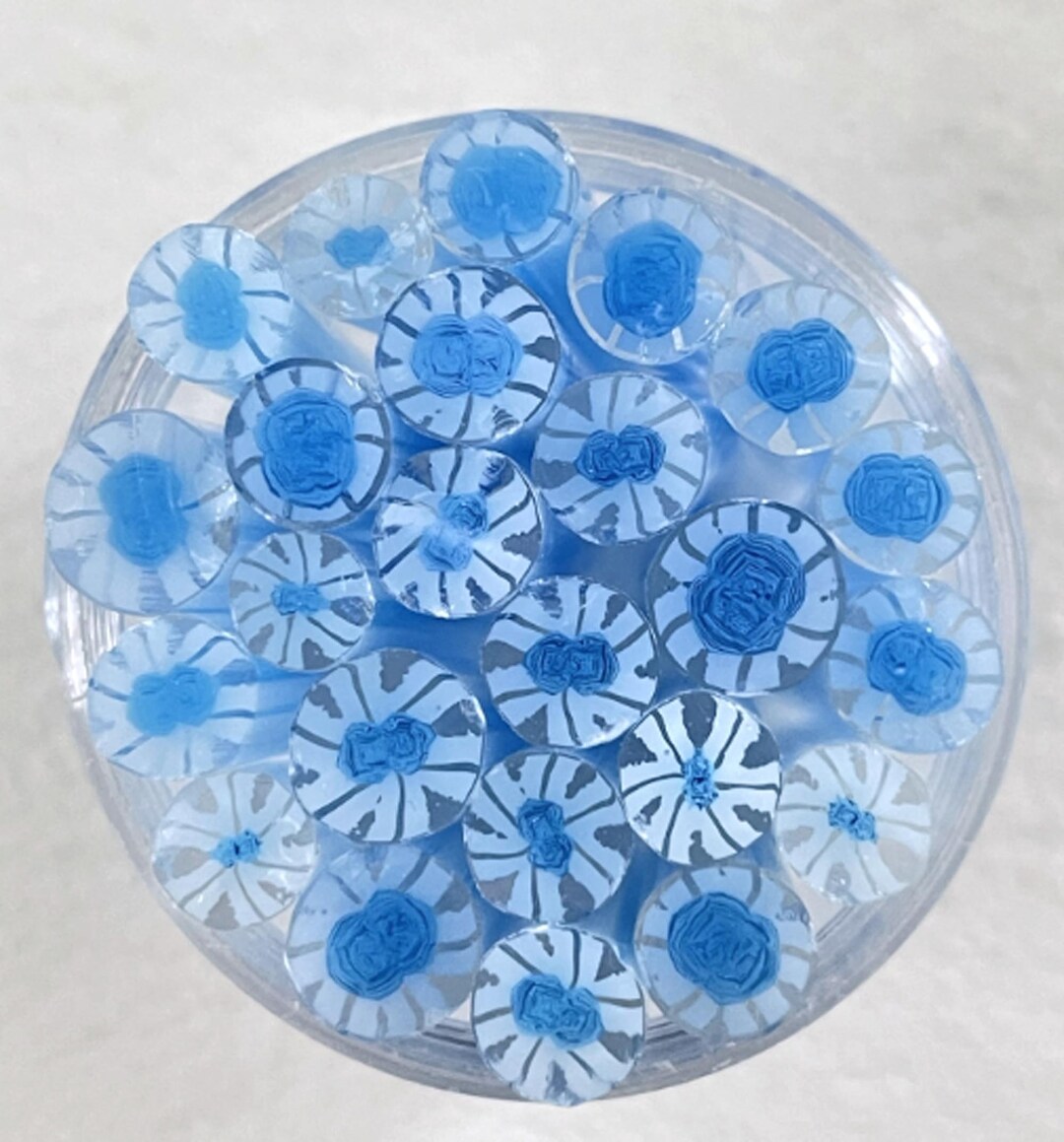 Murrini 96 Coe 1 Oz. Blue Wisp 2 Pieces Vitrigraph Cane, Murrini, Kathy ...