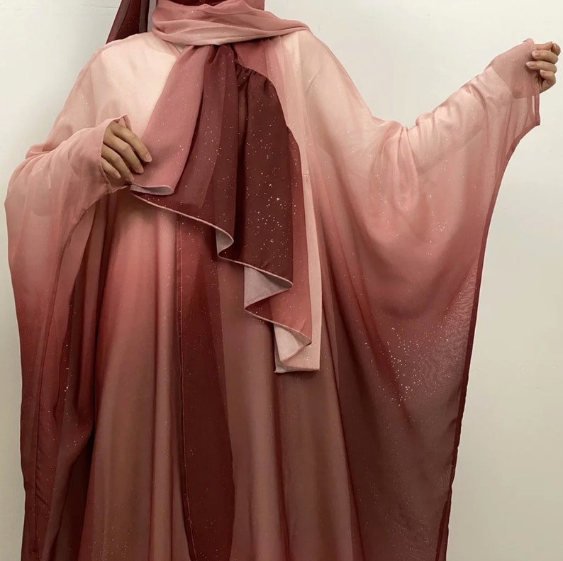 Abayas Luxury Chiffon Starry Sky Gradient Color Turkey Modesty Robe ...